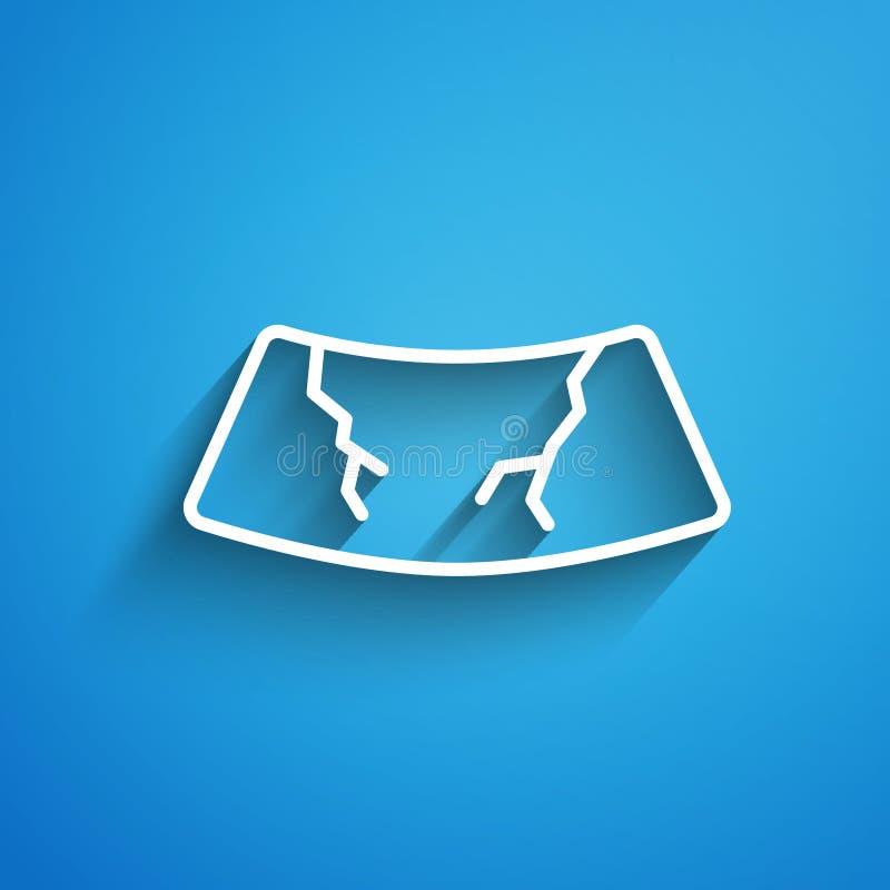 White Line Broken Windshield Cracked Glass Icon Isolated on Blue ...