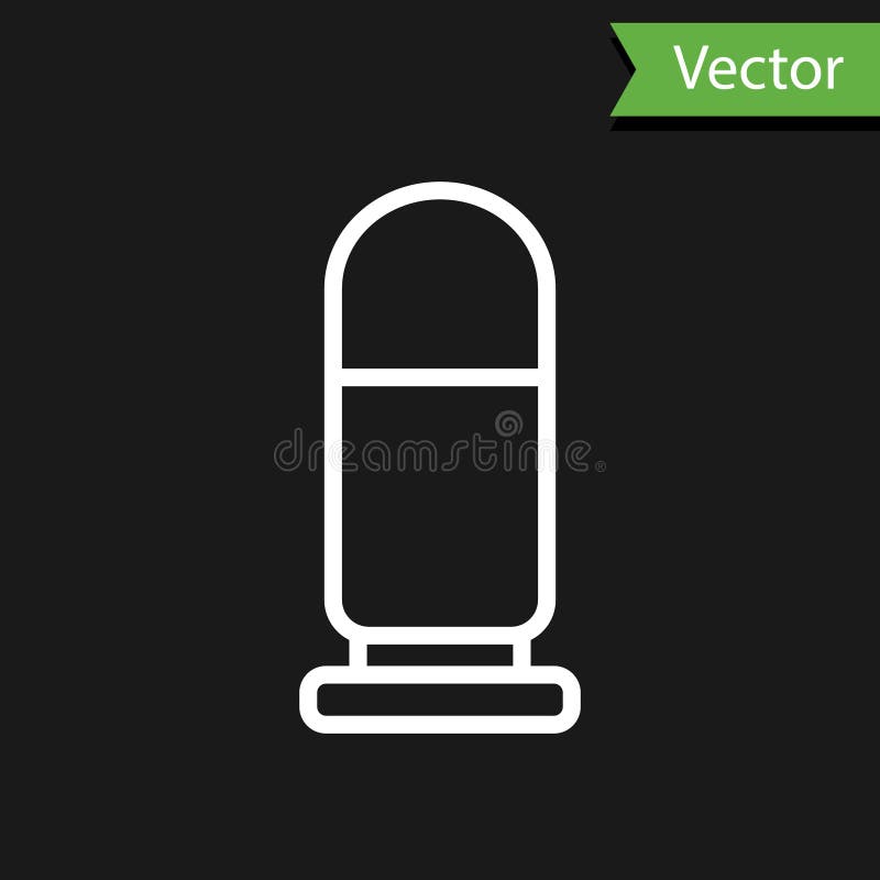 White Line Bullet Icon Isolated on Black Background. Vector Stock ...