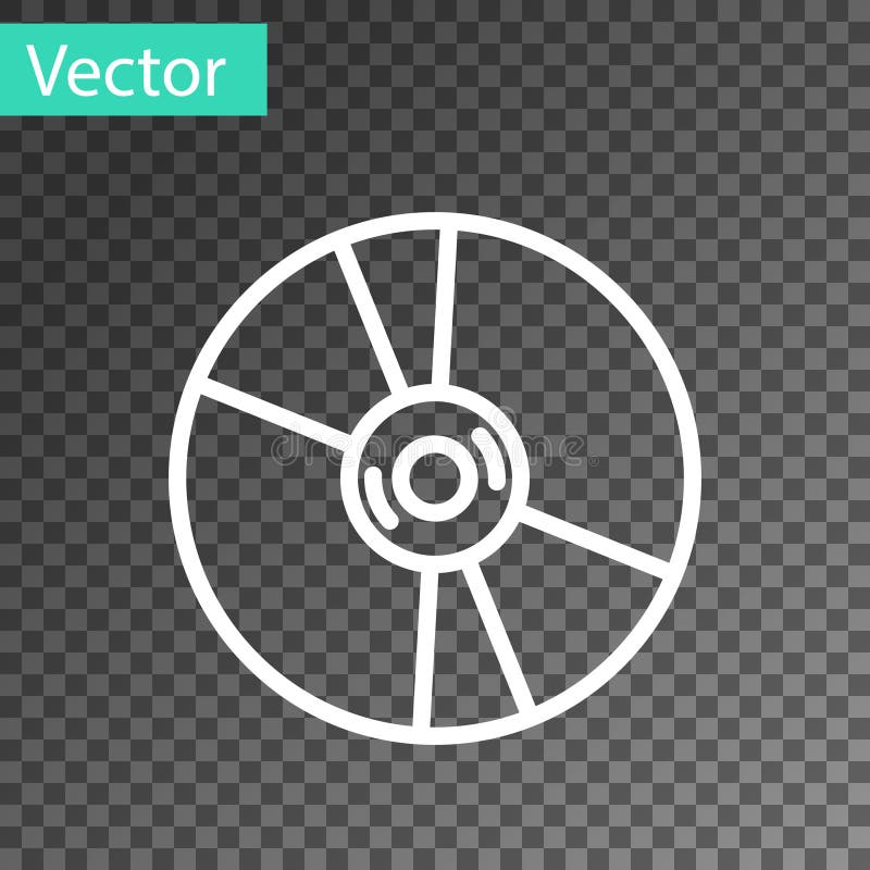 White Line CD or DVD Disk Icon Isolated on Transparent Background ...
