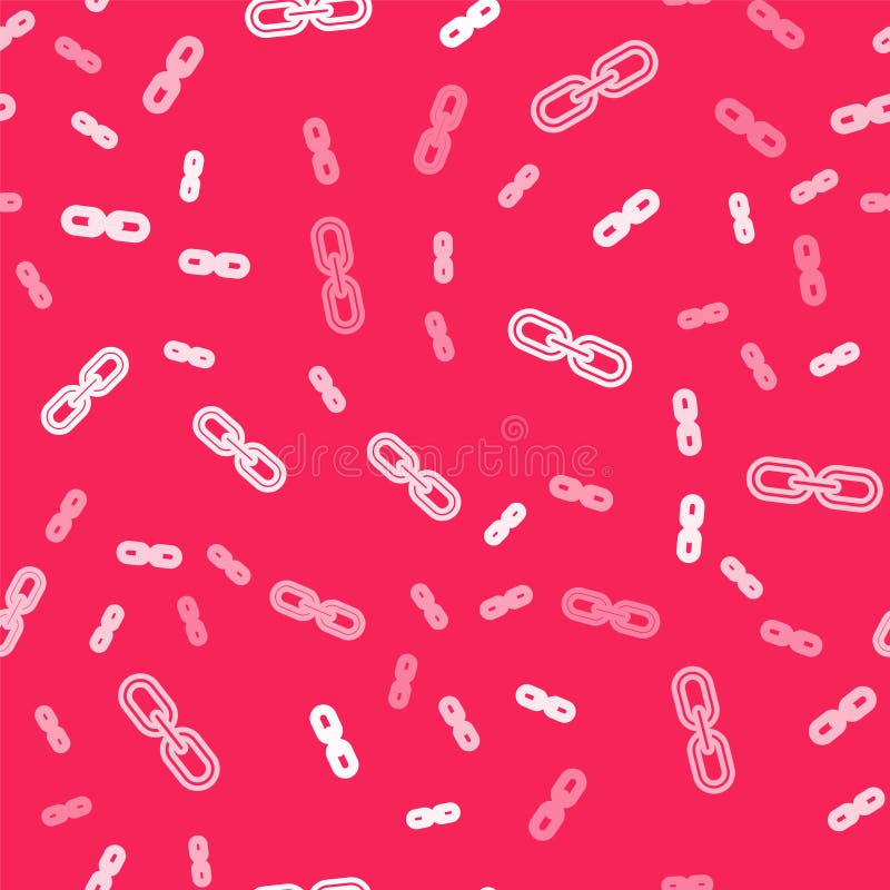 White Line Chain Link Icon Isolated Seamless Pattern on Red Background ...