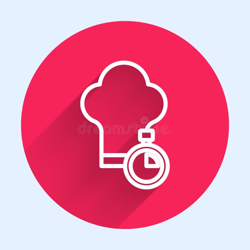 White Line Chef Hat Icon Isolated with Long Shadow. Cooking Symbol ...