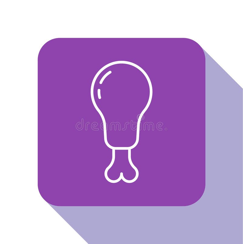 White Line Chicken Leg Icon Isolated on White Background. Chicken ...