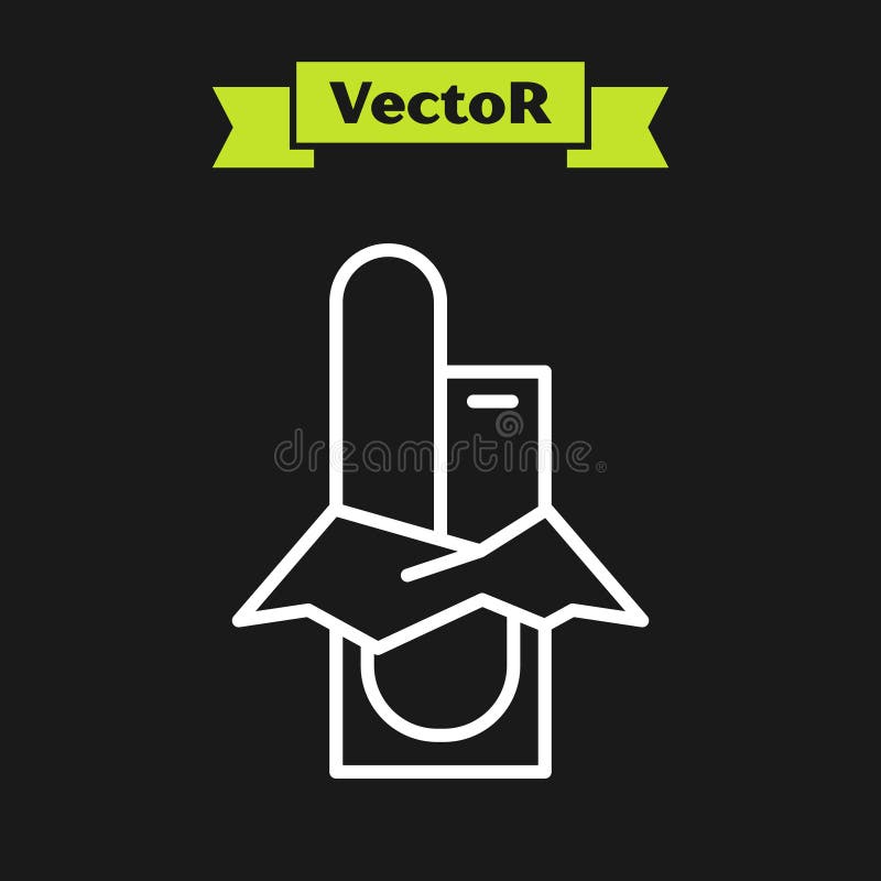 White Line Chocolate Bar Icon Isolated on Black Background. Vector ...