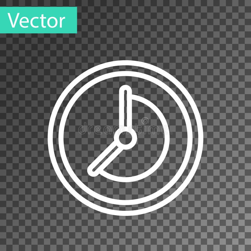 White Line Clock Icon Isolated on Transparent Background. Time Symbol ...