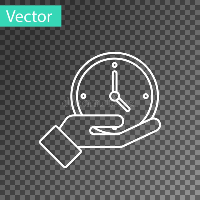 White Line Clock Icon Isolated on Transparent Background. Time Symbol ...
