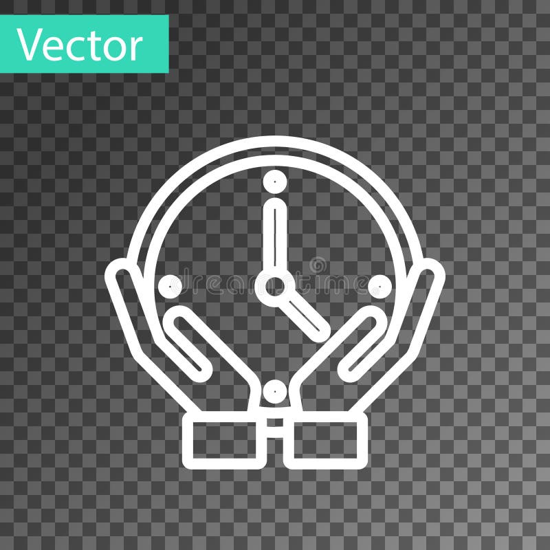 White Line Clock Icon Isolated on Transparent Background. Time Symbol ...