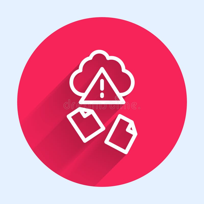 White Line Cloud Hacking Icon Isolated with Long Shadow Background ...