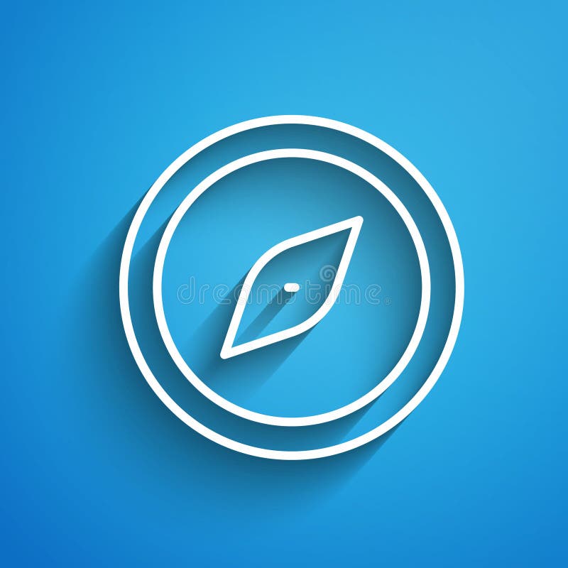White Line Compass Icon Isolated on Blue Background. Windrose ...
