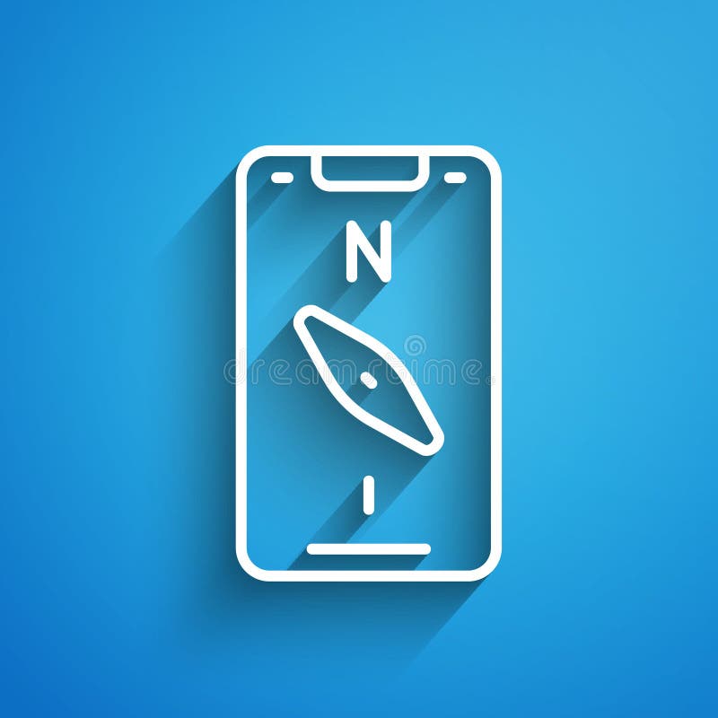 White Line Compass Screen Apps on Smartphone for Navigation Icon ...