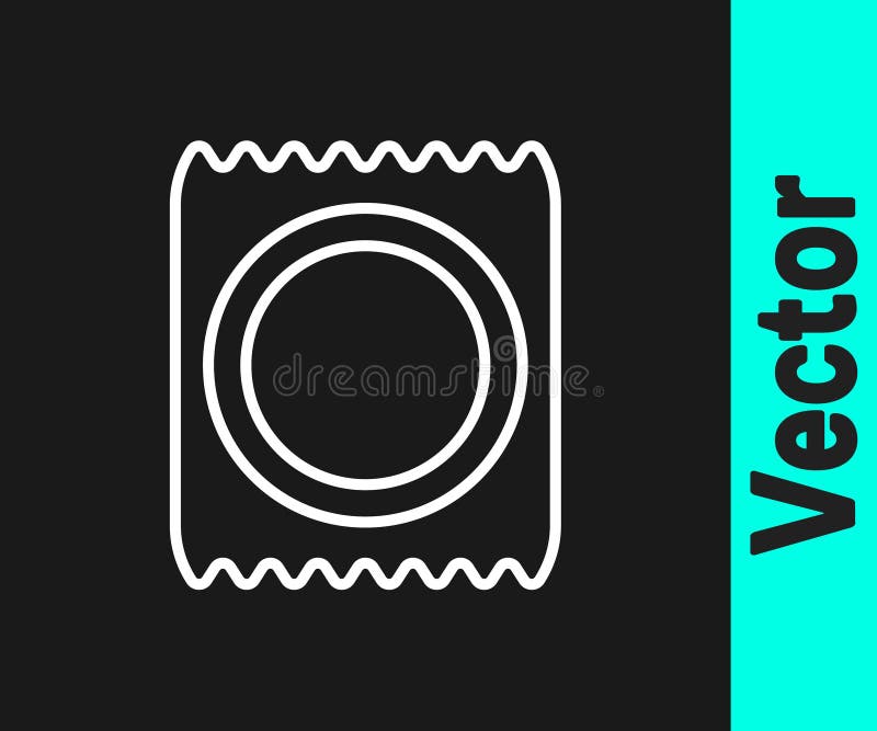 Pop Art Line Condom In Package Icon Isolated On Color Background Safe