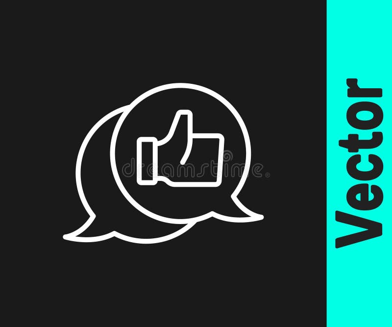 White Line Consumer or Customer Product Rating Icon Isolated on Black ...