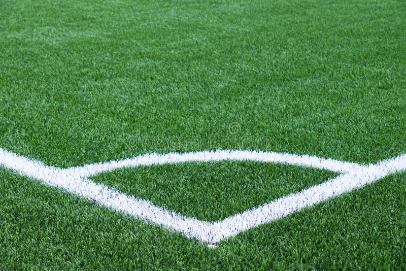 White Line Corner on Green Football Field Stock Photo - Image of field ...