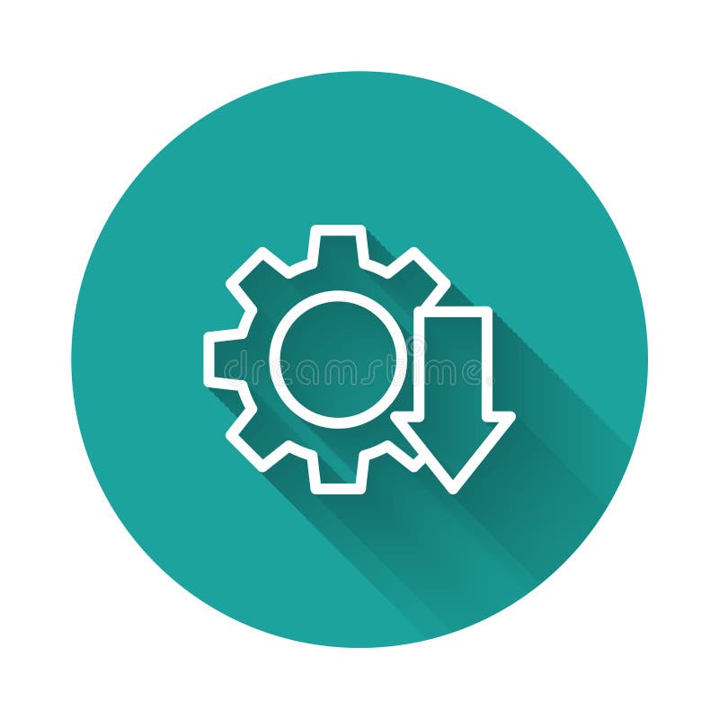 White Line Cost Reduction Icon Isolated with Long Shadow. Green Circle ...