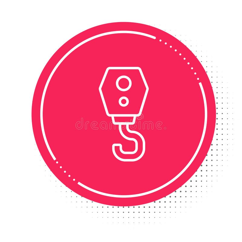 White Line Crane Hook Icon Isolated on White Background. Industrial ...