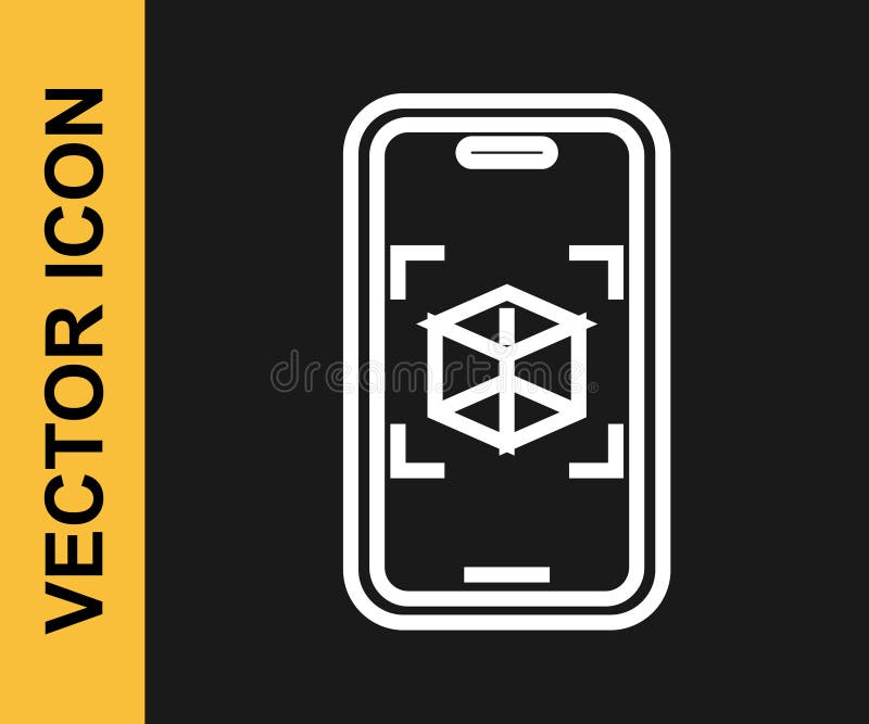 White Line 3d Modeling Icon Isolated on Black Background. Augmented ...