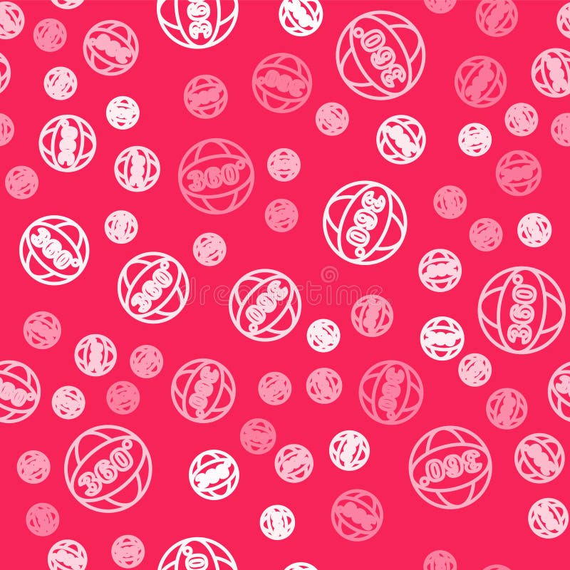 White Line 360 Degree View Icon Isolated Seamless Pattern on Red ...