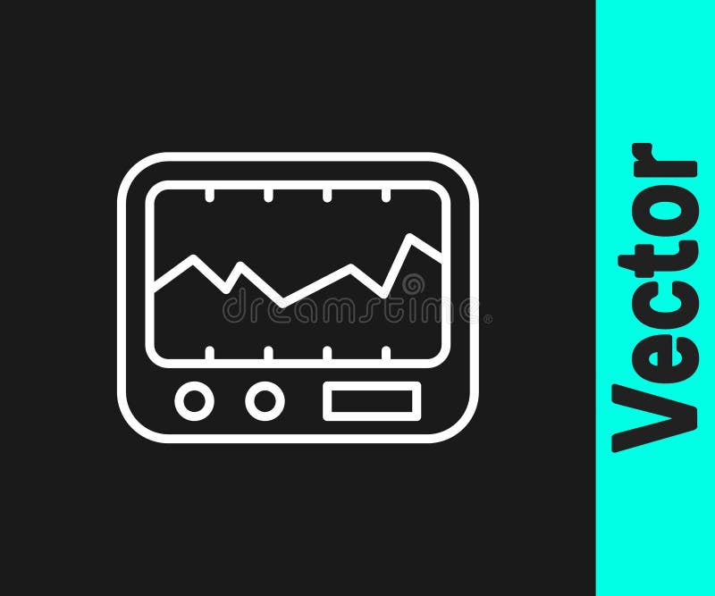 White Line Electrical Measuring Instrument Icon Isolated on Black ...
