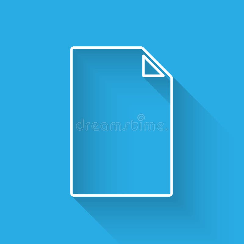 White Line Empty Document Icon Isolated with Long Shadow. Checklist ...