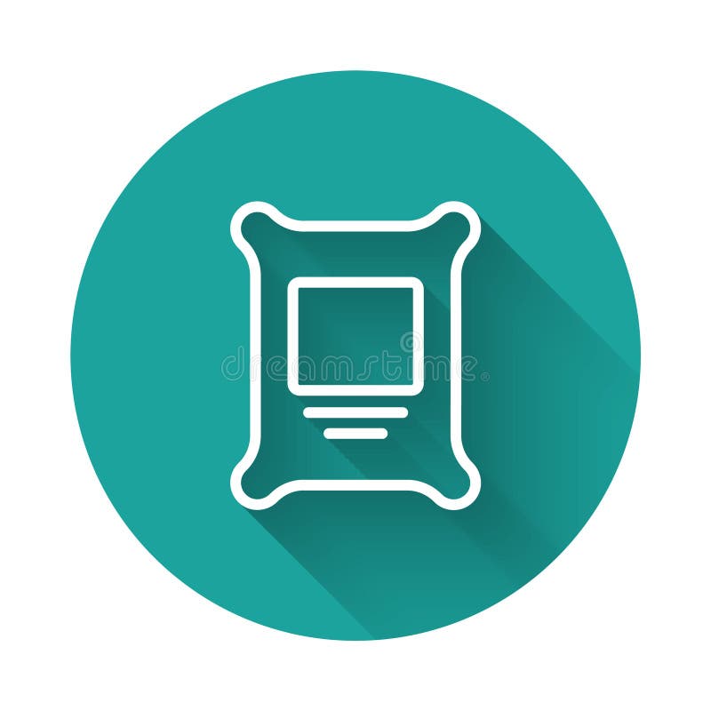 White Line Fertilizer Bag Icon Isolated with Long Shadow. Green Circle ...