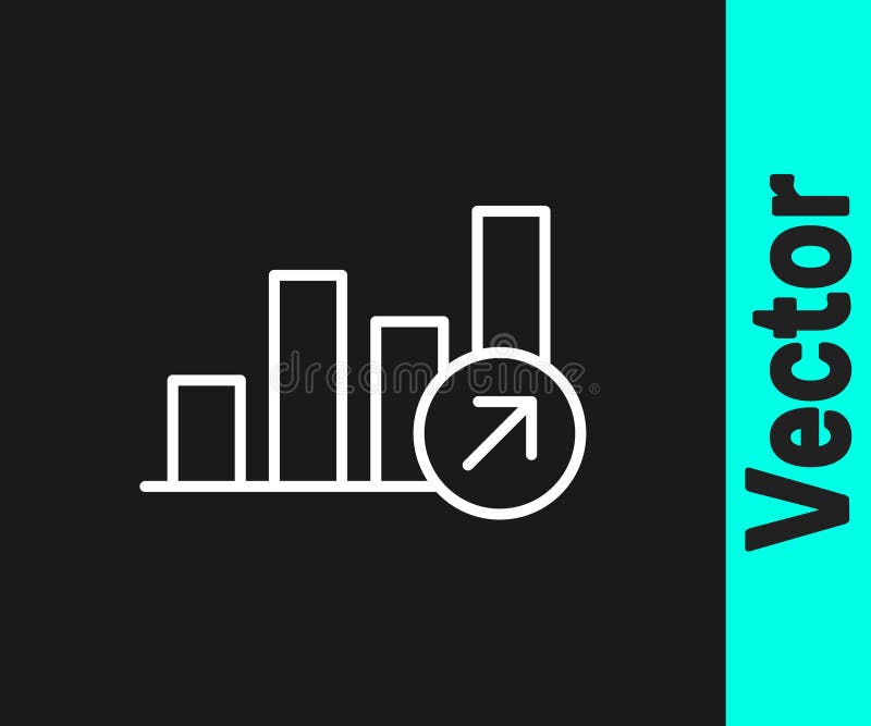 White Line Financial Growth Increase Icon Isolated on Black Background ...