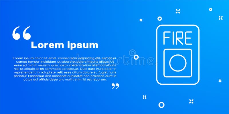 White Line Fire Alarm System Icon Isolated on Blue Background. Pull ...