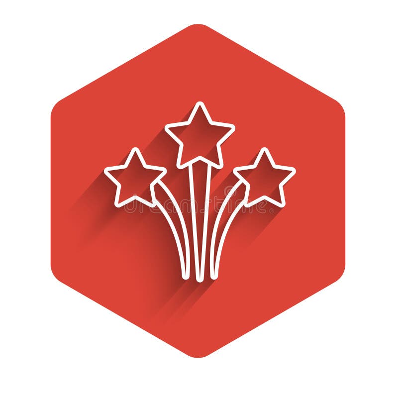 White Line Firework Icon Isolated with Long Shadow. Concept of Fun ...