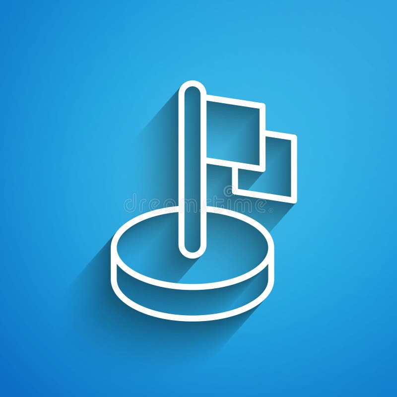 White Line Flag Icon Isolated on Blue Background. Victory, Winning and ...