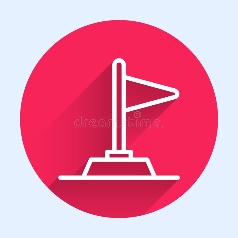 White Line Flag Icon Isolated with Long Shadow. Victory, Winning and ...