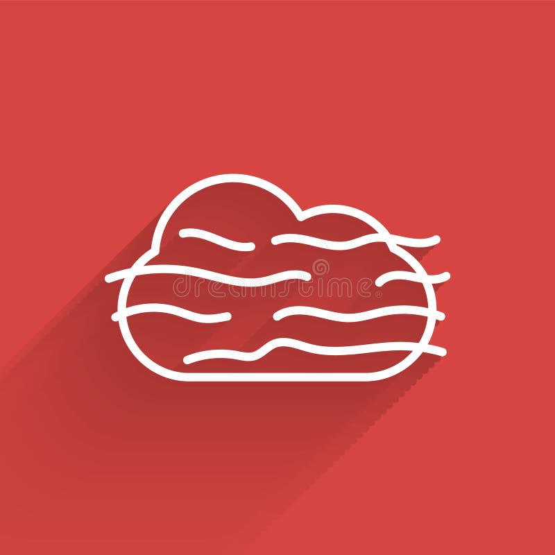 White Line Fog and Cloud Icon Isolated with Long Shadow. Vector ...