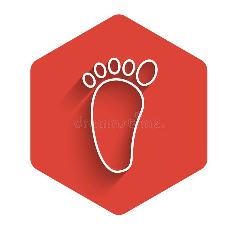 White Line Foot Massage Icon Isolated with Long Shadow. Red Hexagon ...