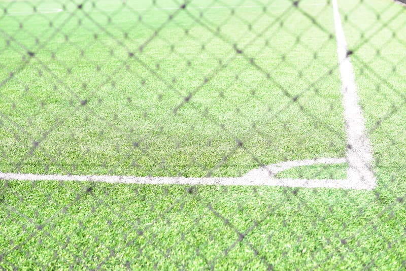 White Line Football Corner on Green Field Stock Photo - Image of play ...