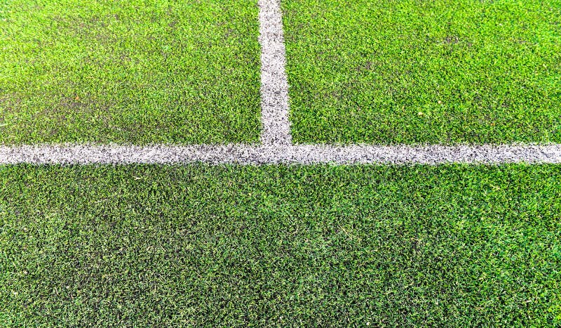 White Line Football Corner on Green Field Stock Image - Image of ...