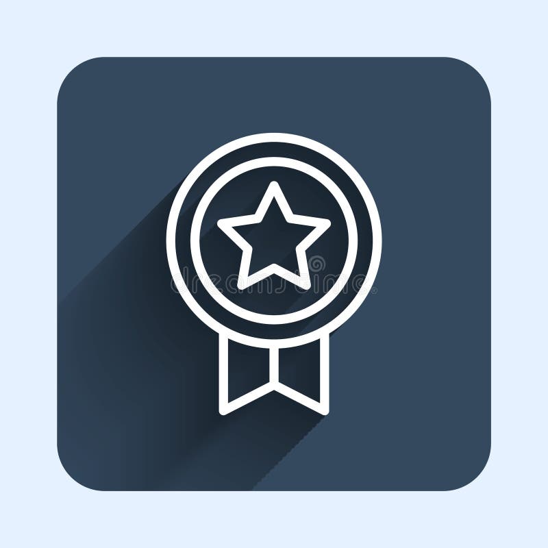 White Line Game Rating with Medal Icon Isolated with Long Shadow ...