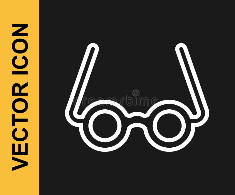 White Line Glasses Icon Isolated on Black Background. Eyeglass Frame ...