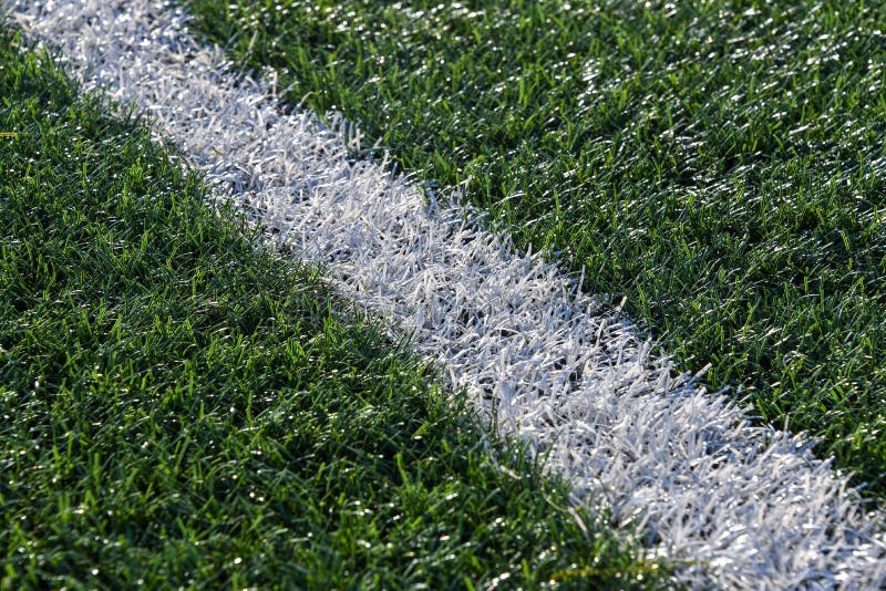 White Line on the Grass of Sporting Stadium Stock Image - Image of game ...