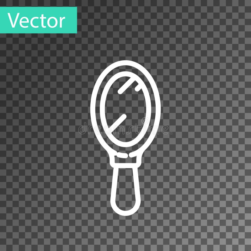 White Line Hand Mirror Icon Isolated on Transparent Background. Vector ...