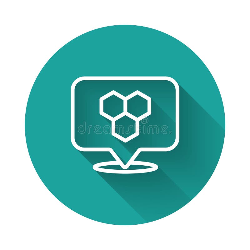 White Line Honeycomb Bee Location Map Pin Pointer Icon Isolated with ...