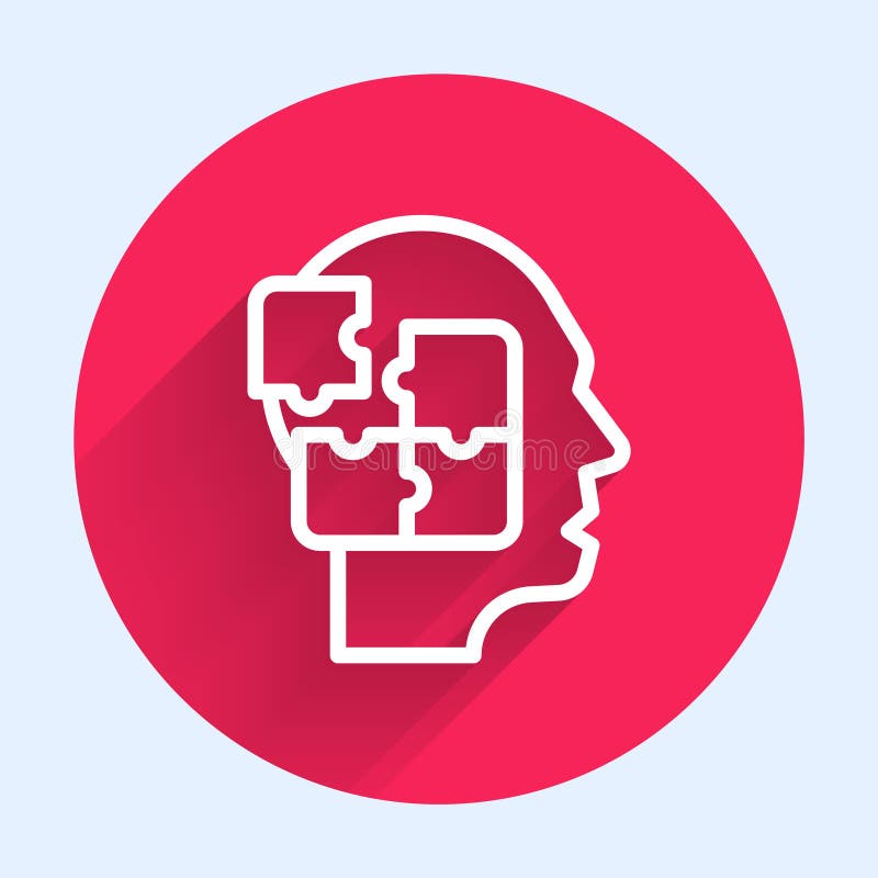White Line Human Head Puzzles Strategy Icon Isolated with Long Shadow ...