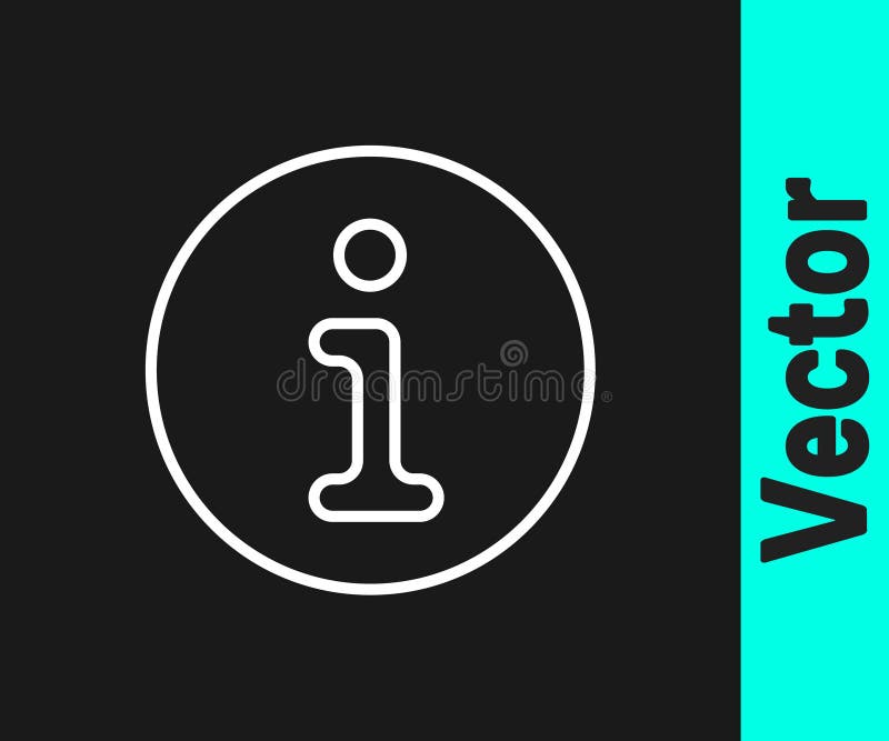 White Line Information Icon Isolated on Black Background. Vector Stock ...