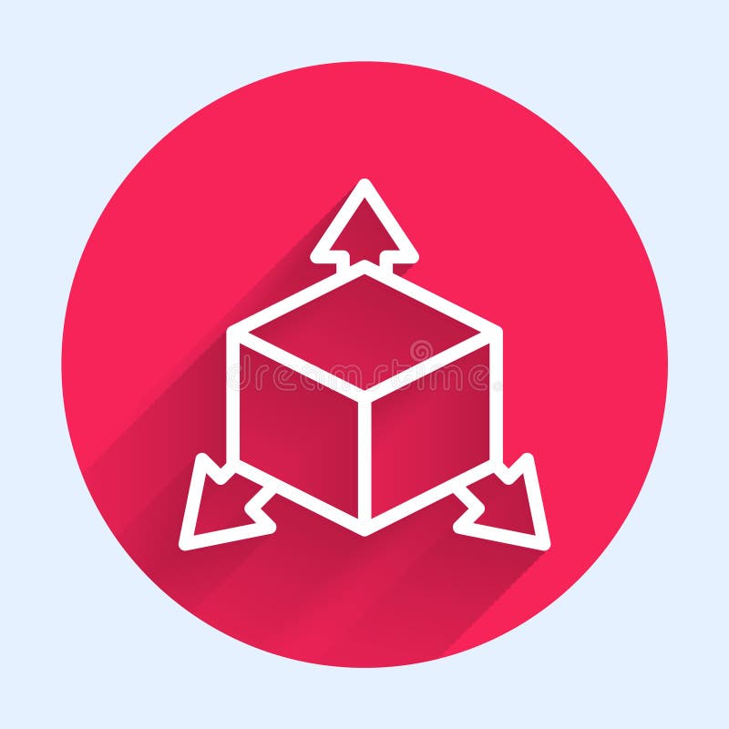 White Line Isometric Cube Icon Isolated with Long Shadow. Geometric ...