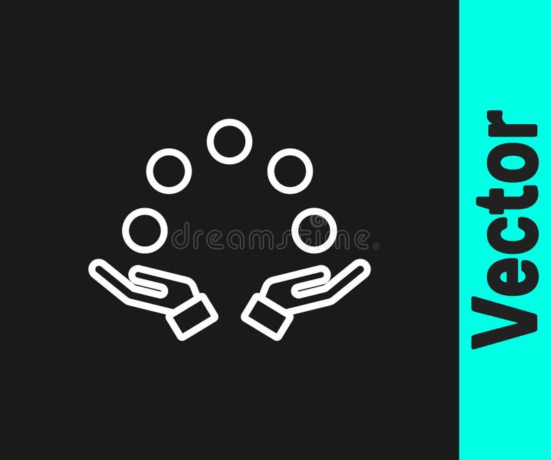 White Line Juggling Ball Icon Isolated on Black Background. Vector ...