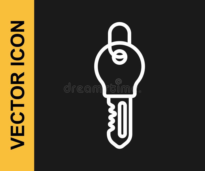 White Line Key Icon Isolated on Black Background. Vector Stock Vector ...