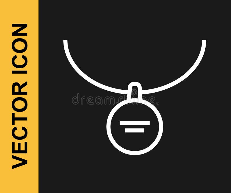 White Line Locket on Necklace Icon Isolated on Black Background. Vector ...