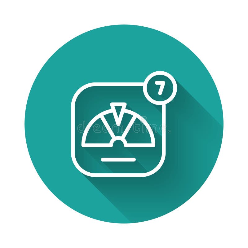 White Line Lucky Wheel Icon Isolated with Long Shadow Background. Green ...