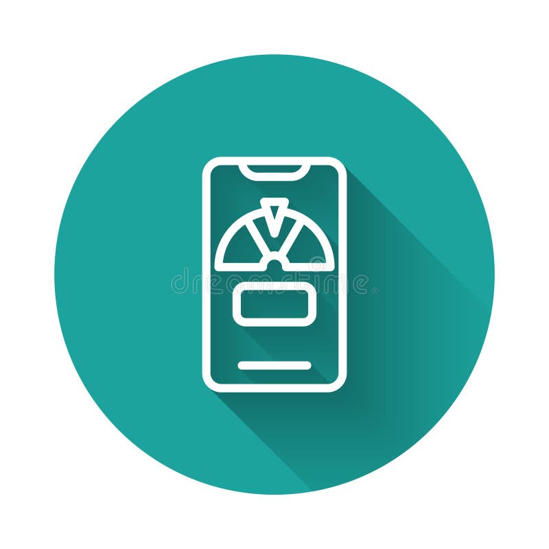 White Line Lucky Wheel on Phone Icon Isolated with Long Shadow ...