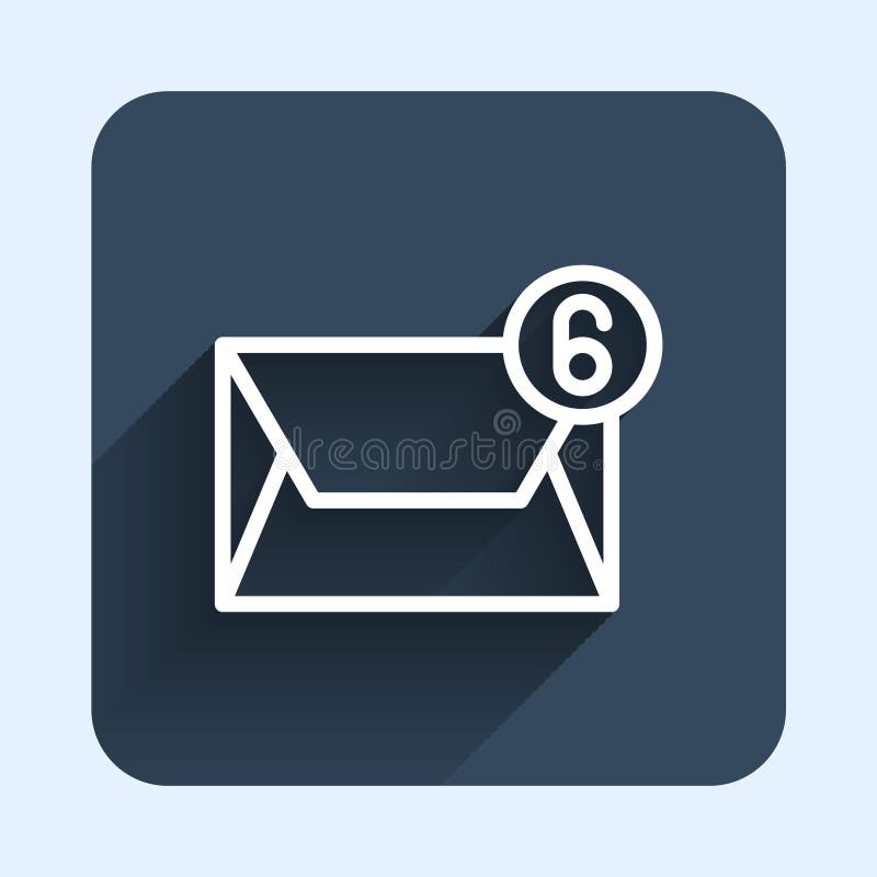 White Line Mail and E-mail Icon Isolated with Long Shadow Background ...