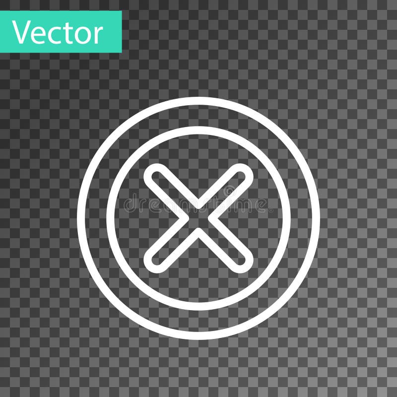 White Line X Mark, Cross in Circle Icon Isolated on Transparent ...