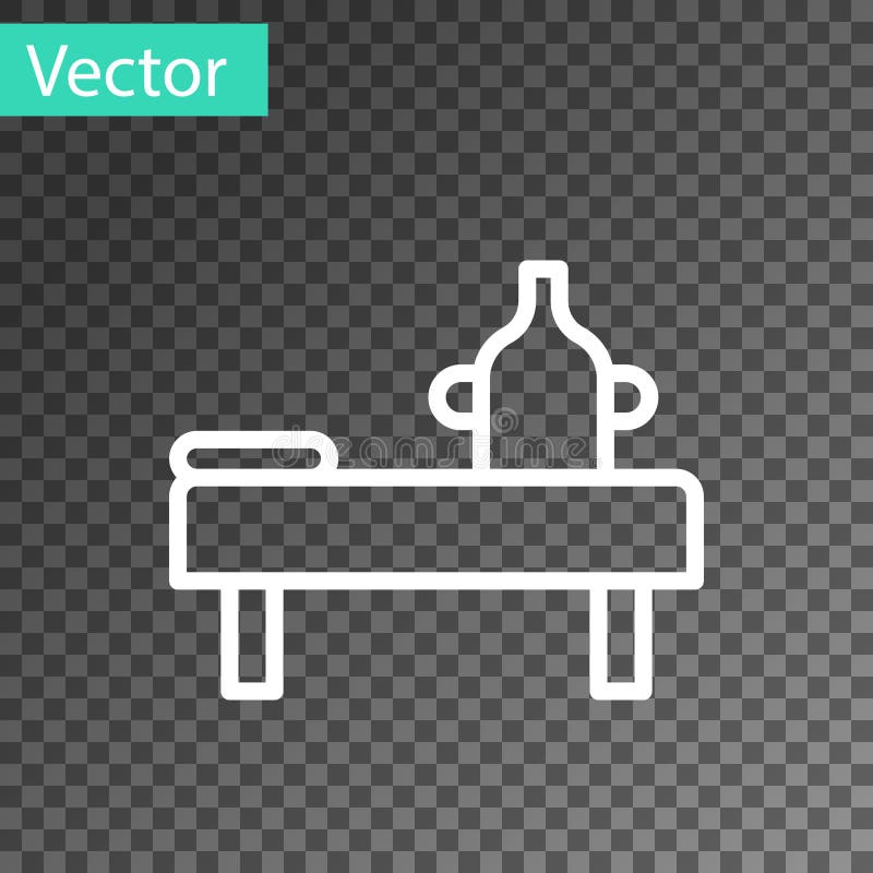White Line Massage Table with Oil Icon Isolated on Transparent ...