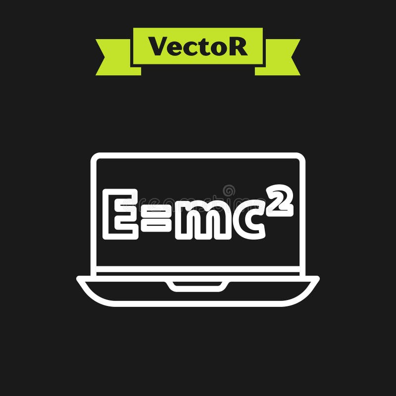 White Line Math System of Equation Solution on Laptop Icon Isolated on ...