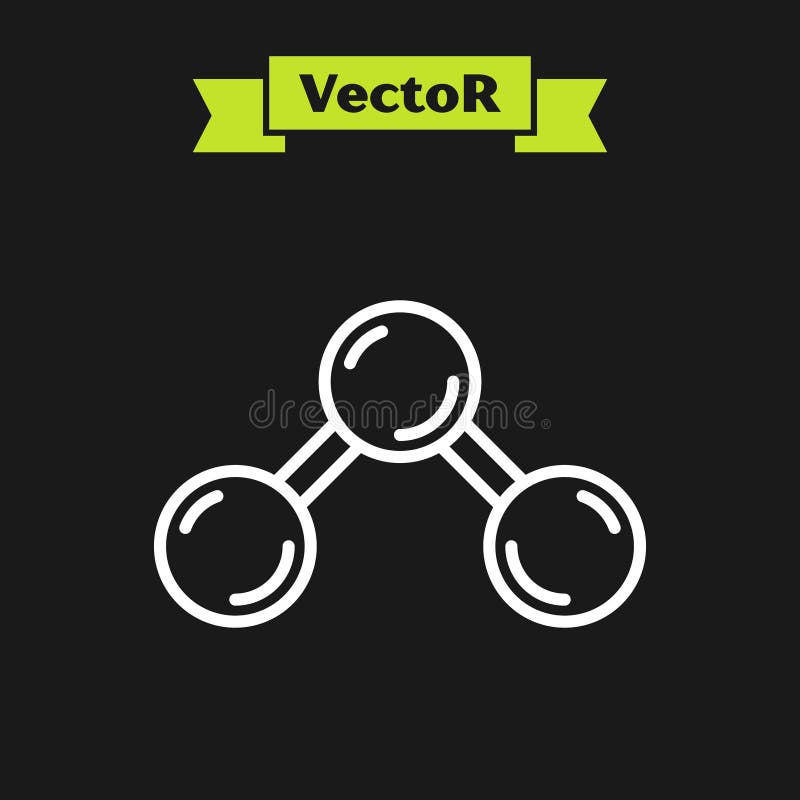 White Line Molecule Icon Isolated on Black Background. Structure of ...